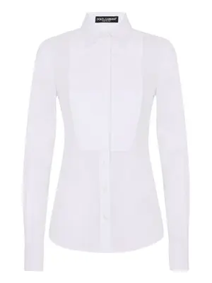 Dolce & Gabbana Stretch-poplin Tuxedo Shirt - White