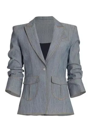 Cinq À Sept Louisa Gathered Sleeve Jacket - Light Indigo
