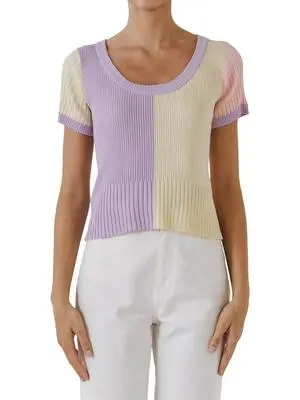 English Factory Colorblocked Ribbed Knit Top - Multi