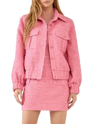 Endless Rose Endless Rose Bouclé Trucker Jacket Pink