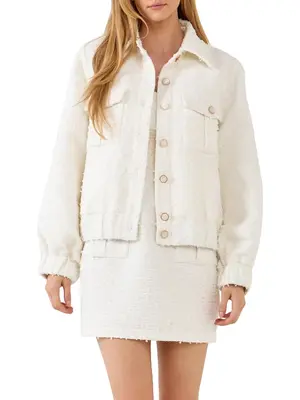 Endless Rose Endless Rose Bouclé Trucker Jacket White