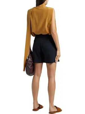 JOSEPH Tie Neck Silk Crepe De Chine Top - Camel