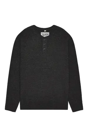 SCHOTT Schott Button Henley Sweater Black