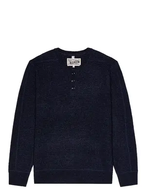 SCHOTT Button Henley Sweater - Navy
