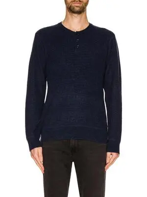 SCHOTT Schott Button Henley Sweater Navy