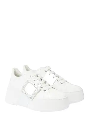 ROGER VIVIER Viv' Skate Leather Sneakers - White