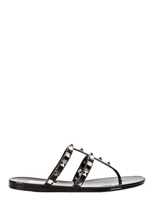 Valentino Garavani Summer Rockstud Thong Sandal - Nero