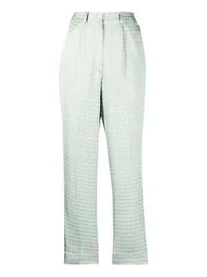 FORTE_FORTE High-rise Cropped Houndstooth Trousers - Green