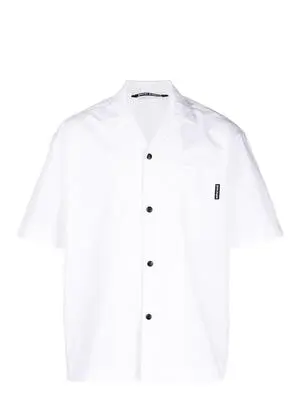 Palm Angels Curved Logo Print Bowling Shirt - White
