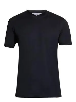 Brunello Cucinelli Basic-fit V-neck T-shirt Navy