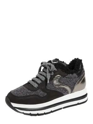 VOILE BLANCHE Maran Shearling Platform Sneakers - Black/grey
