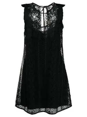 Alberta Ferretti Embroidered Sleeveless Dress - Black