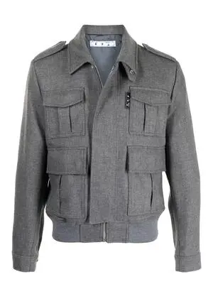 Off-White Logo-patch Military Jacket - Grey
