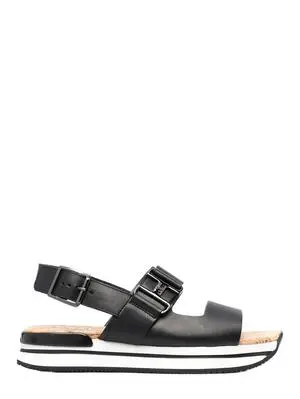 Hogan Cork Flatform Sandals - Black