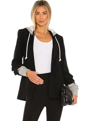 Cinq À Sept Hooded Khloe Jacket - Black & Heather Grey