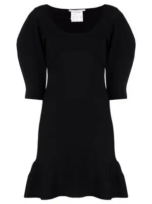 Stella McCartney Knit Puff Sleeve Dress With Ruffle Hem - Black