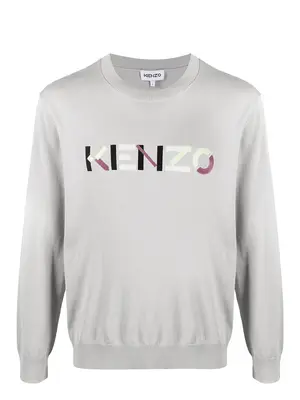 Kenzo Logo-embroidered Jumper - Grey