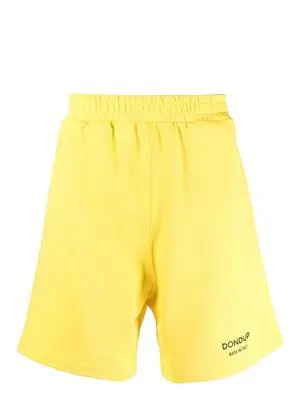 DONDUP Logo Print Cotton Track Shorts - Yellow