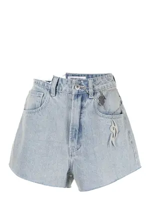GROUND ZERO High-rise Denim Shorts - Blue