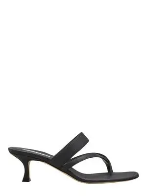 Manolo Blahnik Susa Leather Sandals - Black