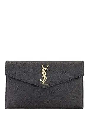 Saint Laurent Medium Leather Clutch - Black
