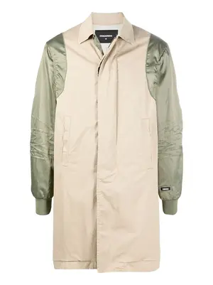 Dsquared2 Contrast-sleeve Single-breasted Coat - Neutrals