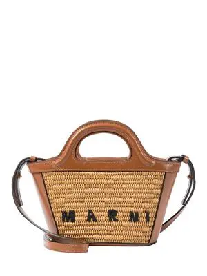 Marni Tropical Summer Micro Raffia Tote - Brown