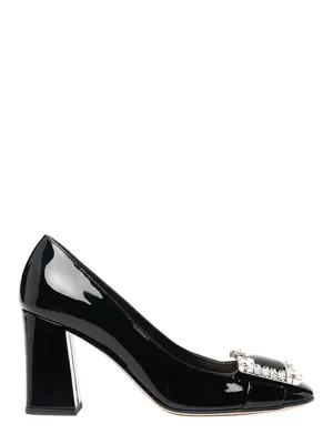 SERGIO ROSSI Embellished Patent Pumps - Black
