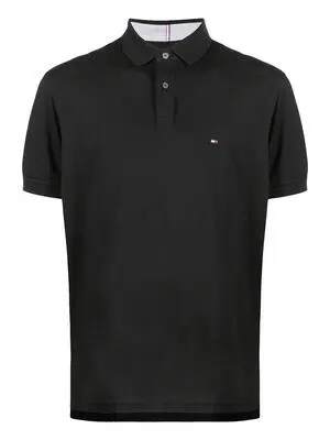 Tommy Hilfiger Logo-patch Short-sleeved Polo Shirt - Black
