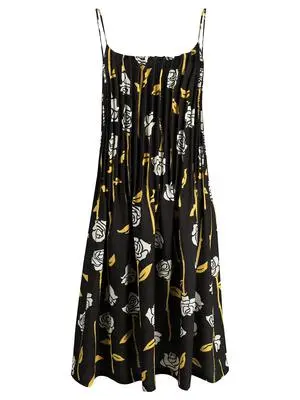 Opening Ceremony Rose-print Pleated Dress - Black