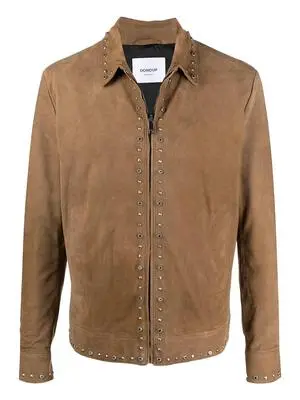 DONDUP DONDUP Stud Embellished Suede Zip-Up Jacket
