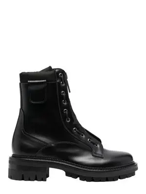 Dsquared2 Leather Lace-up Front Zip Ankle Boots - Black