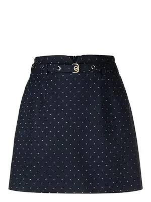 Red Valentino High-waisted Belted Skort With Dotted Pattern - Blue