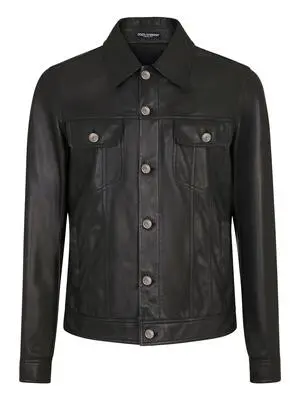 Dolce & Gabbana Denim-style Leather Jacket - Black
