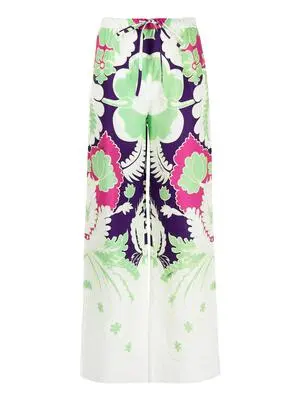 Valentino Garavani Printed Wide-leg Trousers - Green