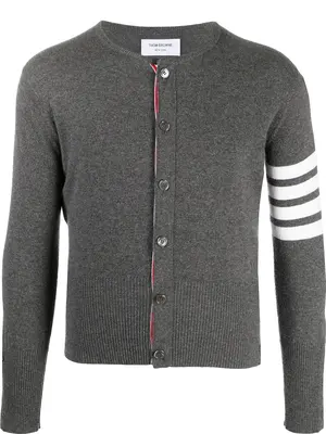 Thom Browne 4-bar Crew Neck Cardigan - Grey