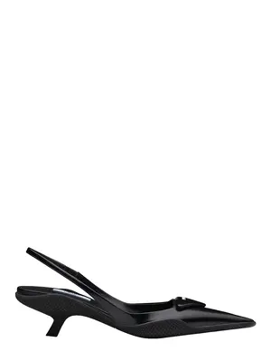 Prada Triangle Patch Slingback Pumps - Black