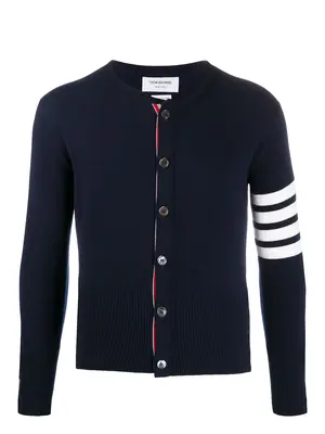 Thom Browne 4-bar Crew Neck Cardigan - Blue