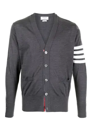 Thom Browne 4-bar V-neck Merino Cardigan - Grey