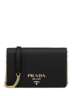 Prada Logo-lettering Saffiano Leather Shoulder Bag - Black