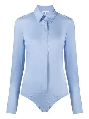 Patrizia Pepe Fitted Shirt Bodysuit - Blue