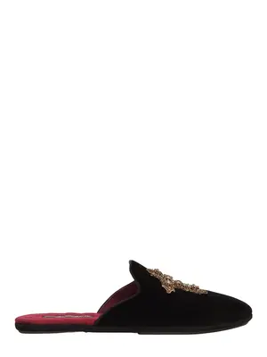 Dolce & Gabbana Dolce & Gabbana Embroidered Velvet Slippers Black