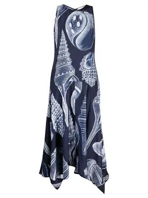 Stella McCartney Anabelle Shell-print Silk Maxi Dress - Blue