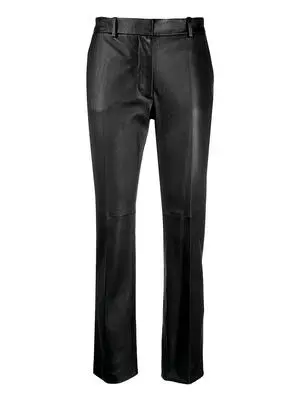 JOSEPH Mid-rise Leather Slim-fit Trousers - Black