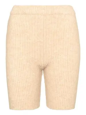 Nanushka Ribbed-knit Biker Shorts - Beige