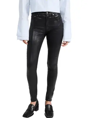 Rag & Bone Nina High-Rise Skinny Jeans Coatedblk