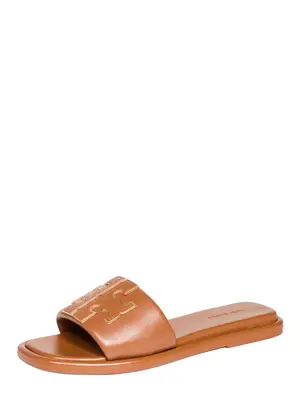 Tory Burch Double T Sport Slides Bourbon Miele/gold