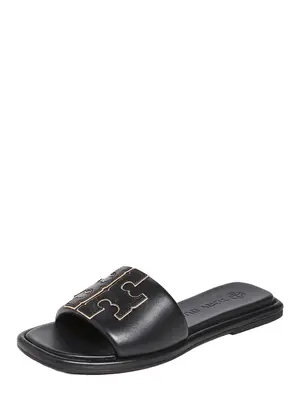 Tory Burch Double T Sport Slides Perfect Black/gold