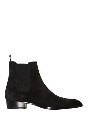 Saint Laurent Wyatt 30mm Suede Chelsea Boots - Black