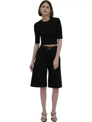 Rosetta Getty Short Sleeve Crop Top - Black